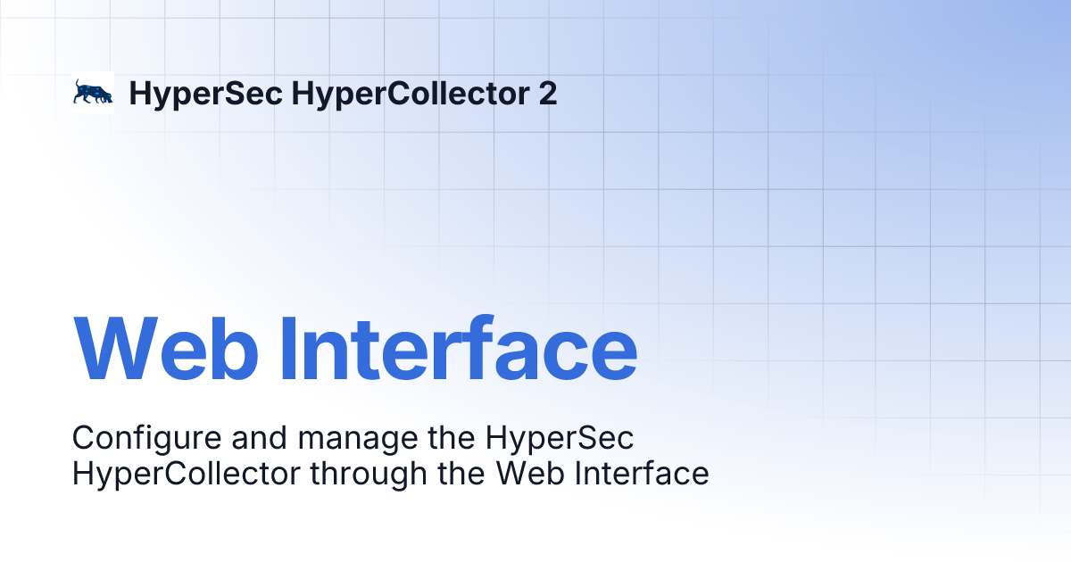 Web Interface | HyperSec HyperCollector 2